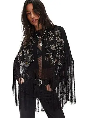Free People Mirrorball Embellished Cape - Black