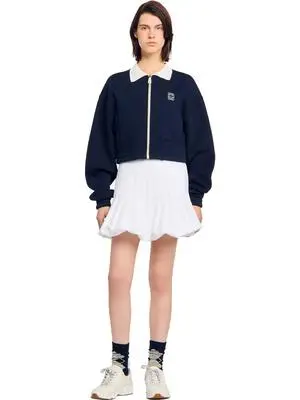 Sandro Cropped Two-tone Sweatshirt - Deep Blu