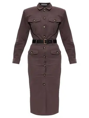 SELF-PORTRAIT Midi-length Dress With Belt - Brown