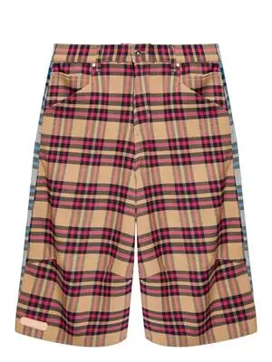 PDF Plaid Pattern Wide Leg Shorts - Multicolour