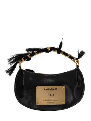 Balenciaga Leather Shoulder Bag With Vintage Effect - Black