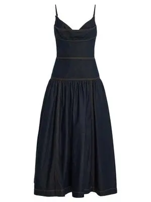 ZIMMERMANN Drop Waist Denim Midi Dress