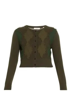 Vince Cashmere And Wool Argyle Cardigan - Herba/fore
