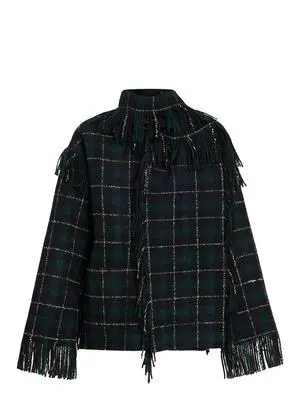 TOTEME Toteme Fringed Scarf Jacket Pine/black