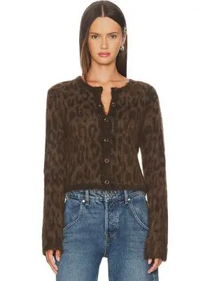 Astr The Label Katria Cardigan - Brown Cheetah Print
