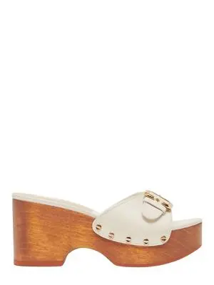DOLCEVITA Yalah Leather Wedge Heels - Off White Leather