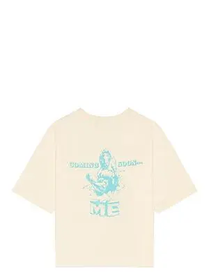Y,IWO Coming Soon Me Crop Tee In Cream - Cream & Teal