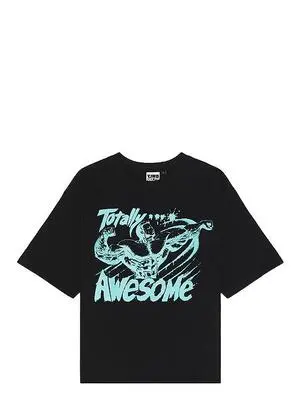 Y,IWO Totally Awesome Crop Tee In Black - Black & Teal