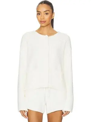Barefoot Dreams Cozychic Textured Button Front Cardigan - Pearl