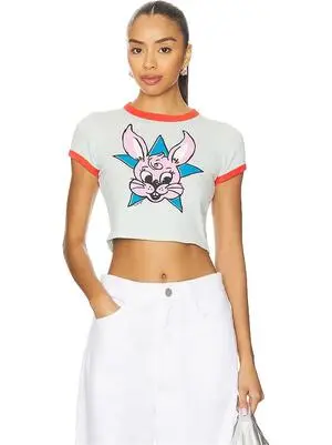 Kenzo Lucky Me Cartoon Cropped Ringer T-shirt - Aqua