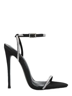 Femme La Niched Diamonds Sandal - Black Satin