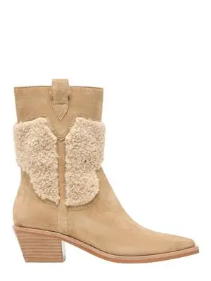 DOLCEVITA Salil Plush Western Booties - Dk Taupe Suede