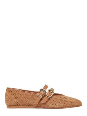 DOLCEVITA Baylee Ballet Flats - Pecan Perforated Suede