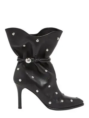 Isabel Marant Lolya Studded Leather Ankle Boots - Black Silv