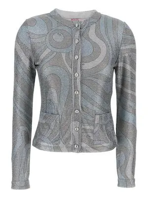 Emilio Pucci Lame Jersey Cardigan - Silver