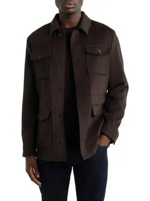 Nordstrom Felted Wool-blend Field Jacket - Brown