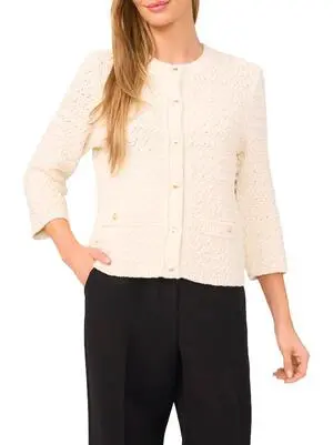 Halogen Open Stitch Cotton-blend Cardigan - Birch Lurex