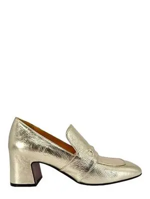 MADISON MAISON Leather Loafer With Hidden Bit Heel - Gold