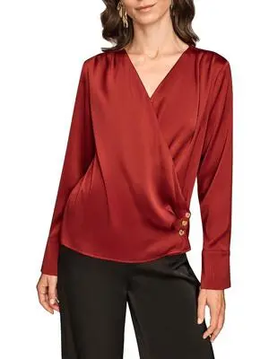 Donna Karan New York Hammered Satin Faux Wrap Top - Metropolit