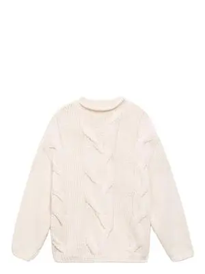 Mango Cable Knit Roll Neck Sweater - Off White