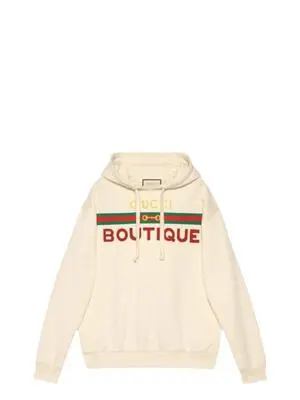 Gucci Boutique Print Hooded Sweatshirt - Off White