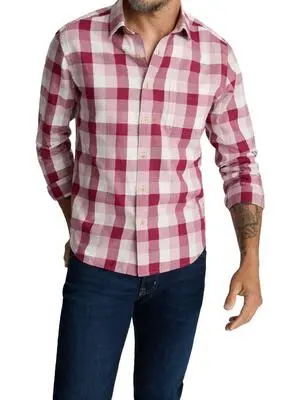 UNTUCKIT Greenwald Check Cotton Flannel Button-up Shirt - Pink Wine White