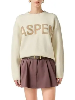English Factory Lettering Sweater - White/tan