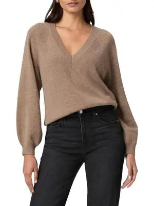 Paige Thea V-neck Cashmere Sweater - Heather Brown
