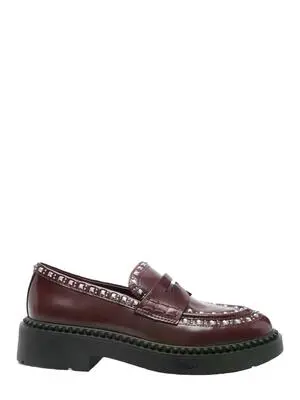 Ash Studded Leather Loafers - Red