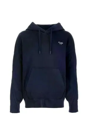 Fendi Logo-lettering Hoodie - Blue