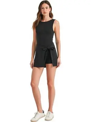 MODENAIRE Sleeveless Active Dress With Faux Wrap Skirt - Black
