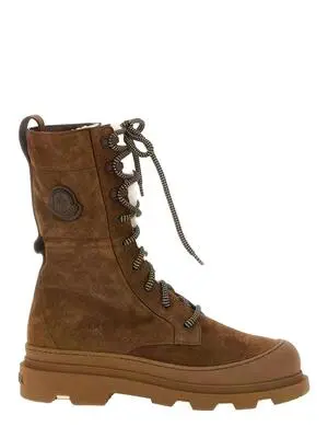 Moncler Vera High Shearling Lace-up Boots - Brown