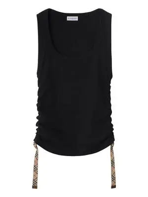 Burberry Cotton-blend Gathered Tank Top - Black