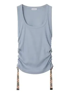 Burberry Cotton-Blend Gathered Tank Top Blue