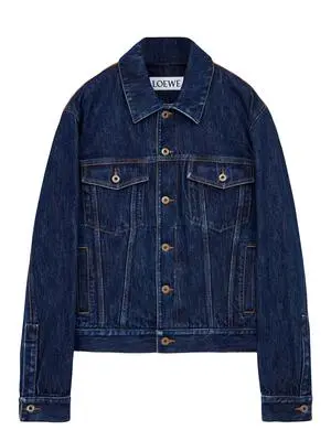 Loewe Leather-denim Hybrid Jacket - Blue