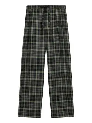 Loewe Wool-blend Check Trousers - Green