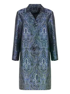 CARLOTTA CANEPA Patterned Jacquard Single-breasted Coat - Blue