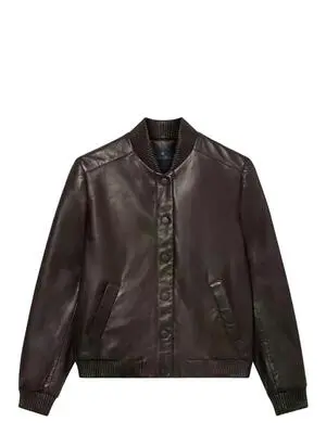 Brooks Brothers Leather Bomber Jacket - Brown