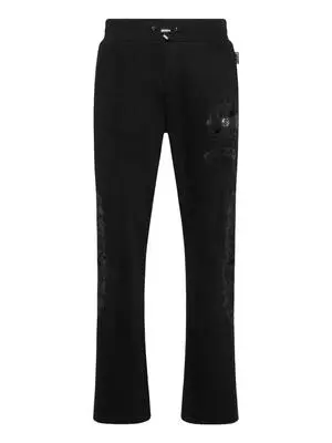 Philipp Plein Leather-insert Embroidered Track Pants - Black