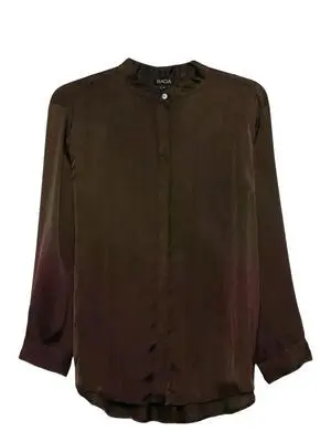 YAVI Button-up Silk Shirt - Brown