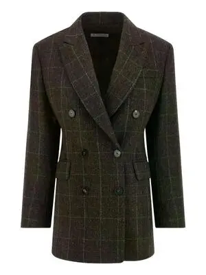 Alberto Biani Prince Of Wales Double-breasted Coat - Brown