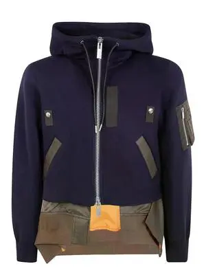 Sacai Zip-up Hooded Jacket - Blue