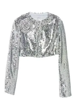 Giuseppe Di Morabito Sequin Jacket With Rose Detail - Silver