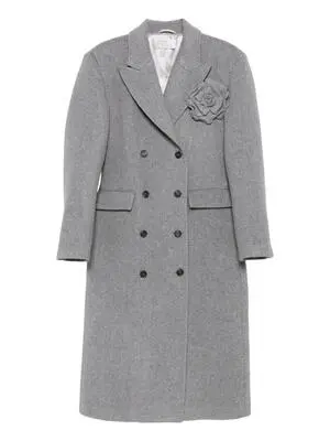 Giuseppe Di Morabito Flower-appliqué Double-breasted Coat - Grey