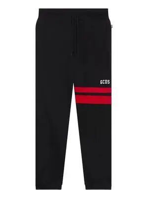 Gcds Logo-print Stripe-detail Pants - Black