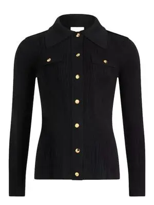 Patou Ribbed Wool Cardigan - Black