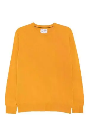 MC2 SAINT BARTH Logo-Embroidered Crew-Neck Jumper Yellow