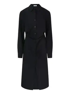 LA PISCINE Buttoned Shirt Dress - Black