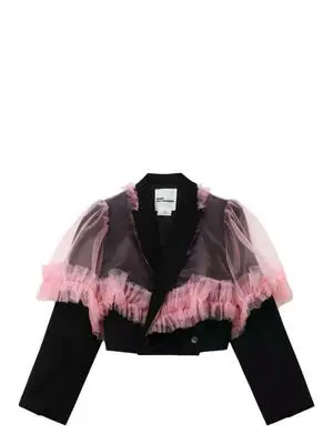 Noir Kei Ninomiya Ruffled Double-breasted Jacket - Black