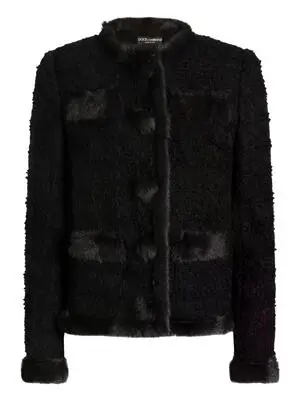 Dolce & Gabbana Fur-trimmed Tweed Jacket - Black